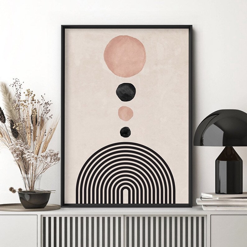 Boho Arches Art Print I. Abstract Shapes Poster. Black & - Etsy
