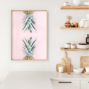 Pineapples on Pastel Pink Art Print. Soft Tones Pineapple Poster ...