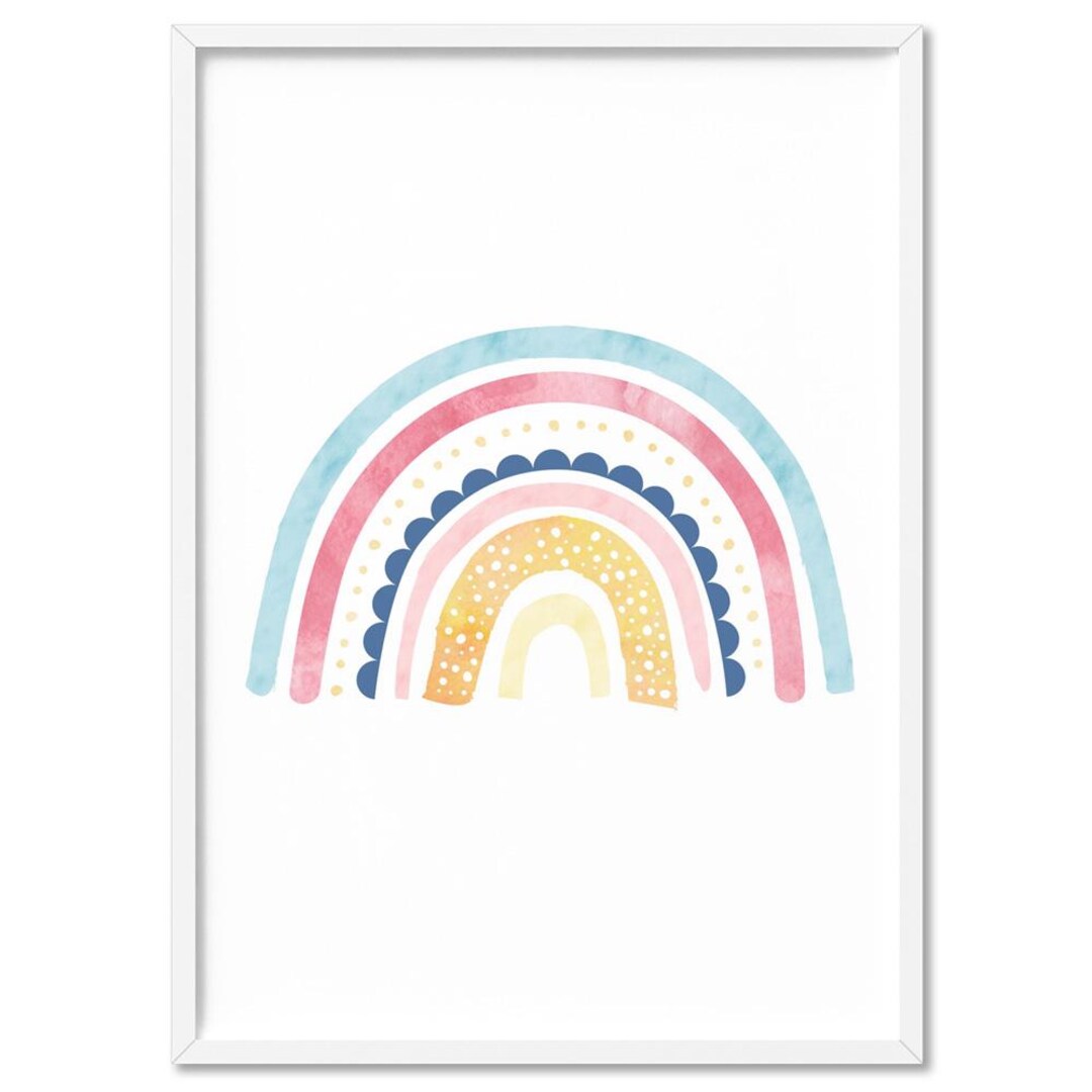 Pastel Boho Rainbow Art Print. Nursery or Kids Wall Art. Rainbow Pastel ...
