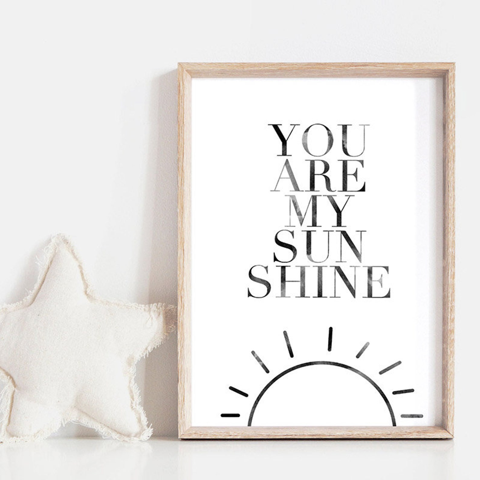 You Are My Sunshine. Kids Typography Wall Art. Black & White. - Etsy