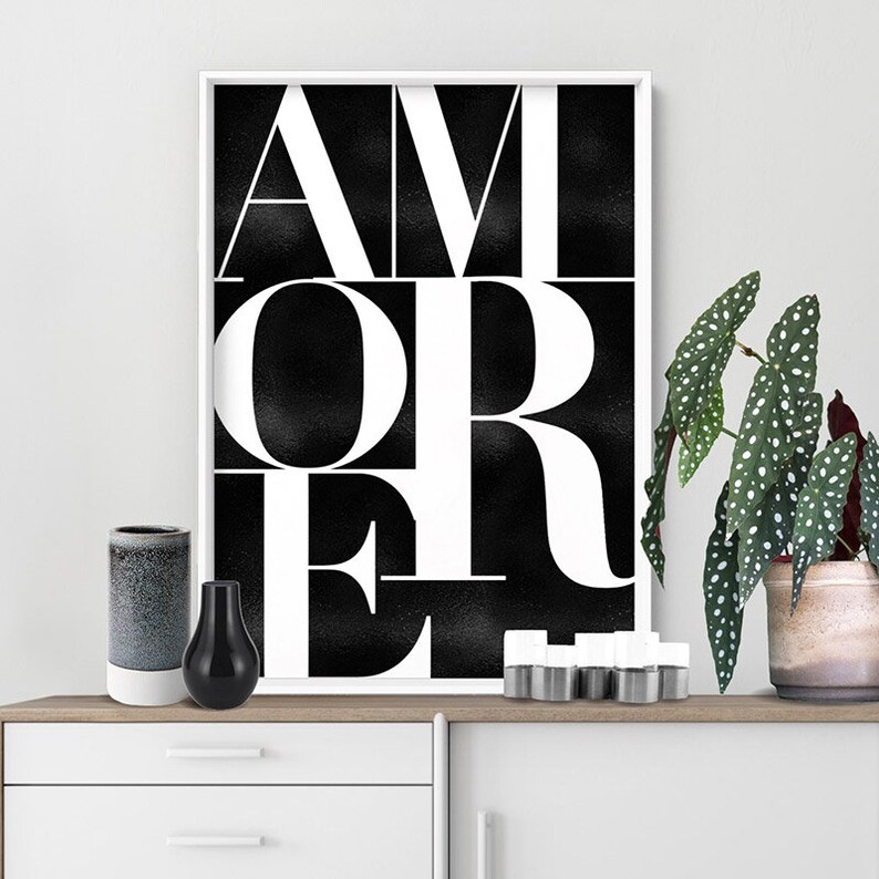 Amore Word Print Poster. Typography Wall Art Print. Simple | Etsy