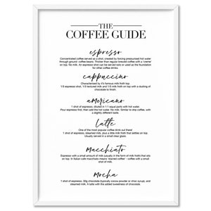 The Coffee Guide. Typography Wall Art for Kitchen or Cafe. Coffee Menu ...