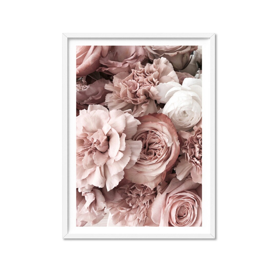 Blush Floral Bunch Art Print. Floral Flowers Poster in Blush - Etsy