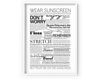 Wear Sunscreen Poem - Etsy