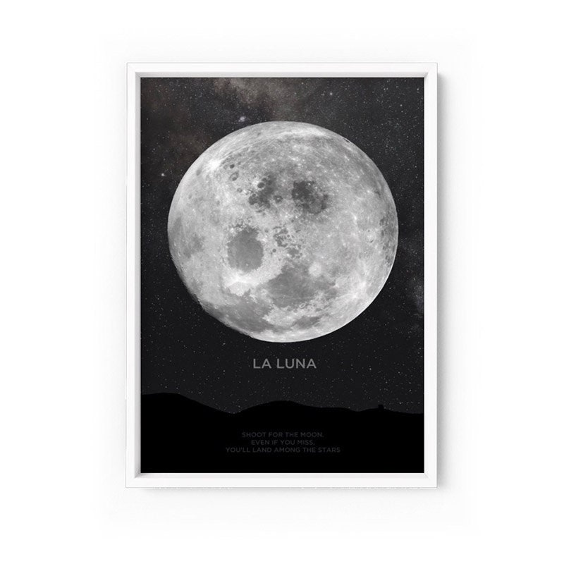 Moon Print Poster Art. Full Moon. Black and White. Lunar Wall | Etsy