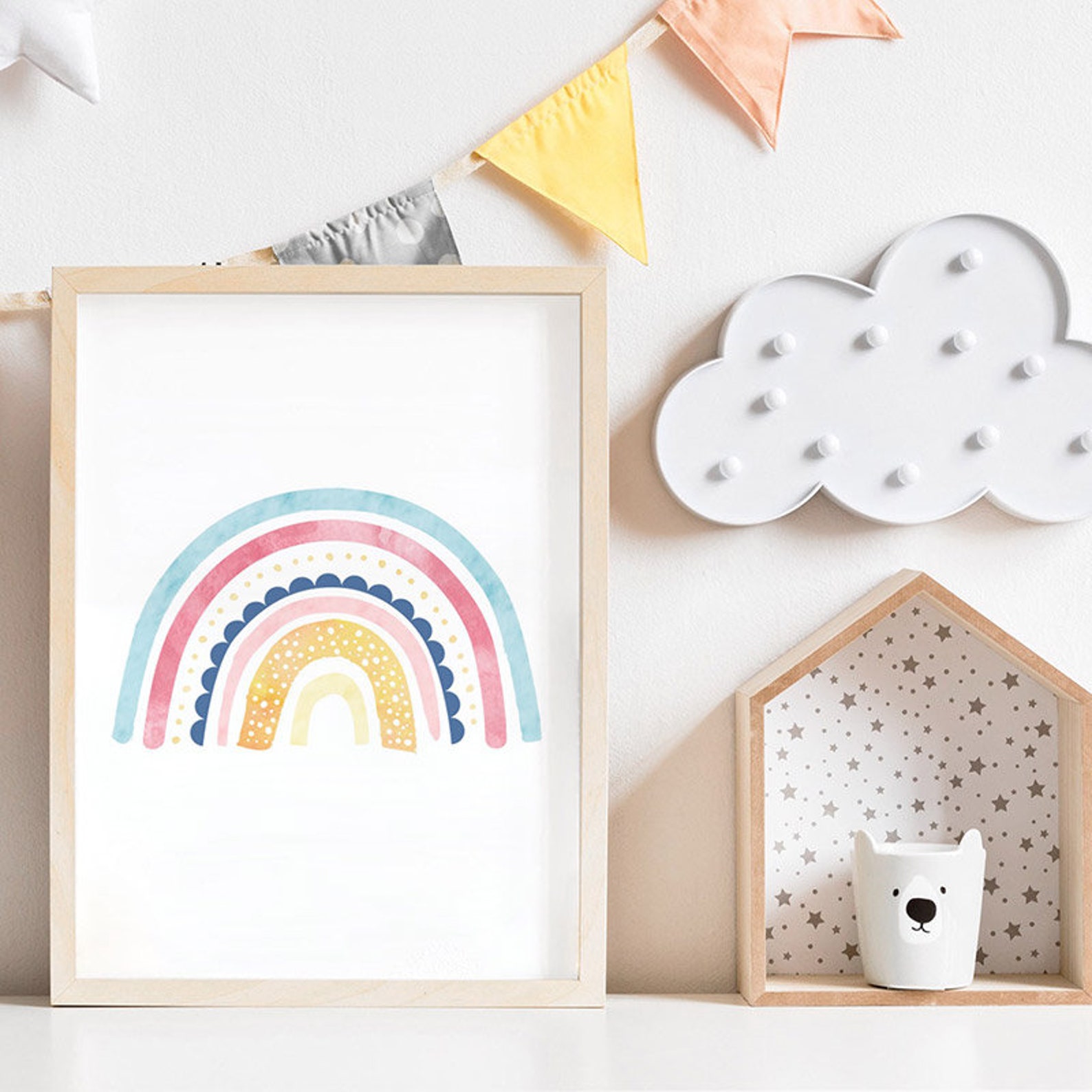 Pastel Boho Rainbow Art Print. Nursery or Kids Wall Art. - Etsy