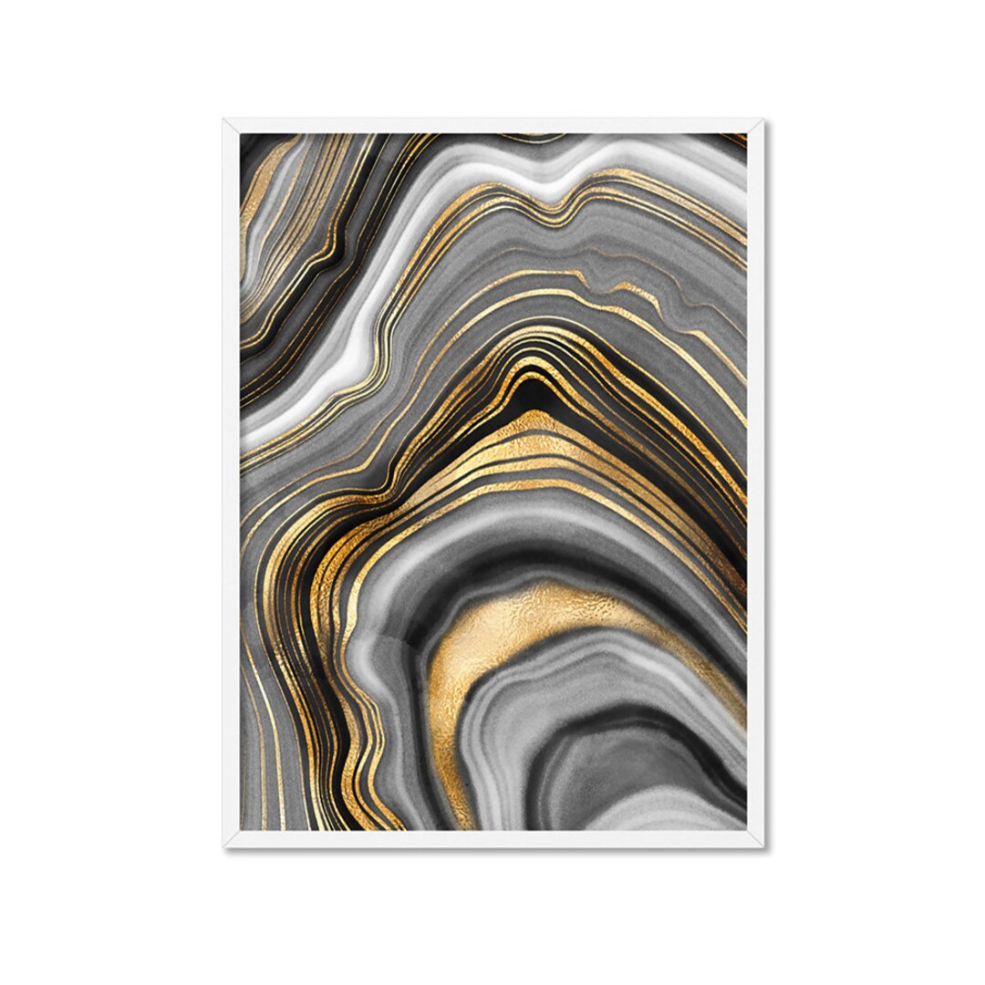 Agate Print in Black & Gold IV. Luxe Agate Slice Wall Art Print ...