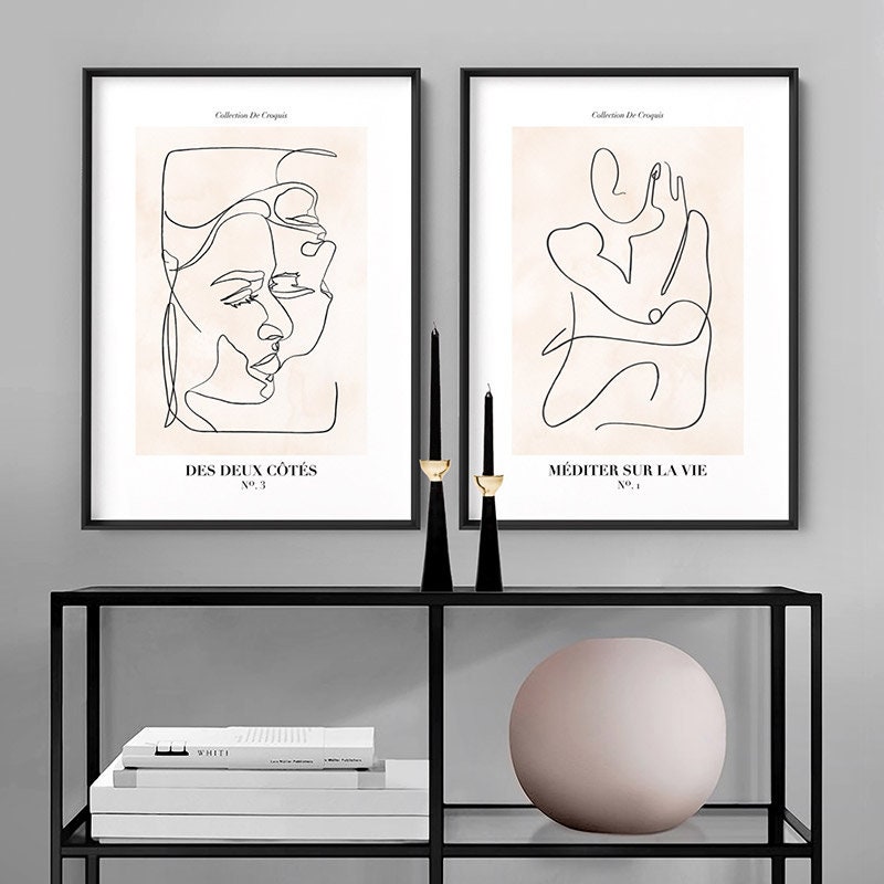 Abstract Line Art Figures III Art Print. Designer Chic Wall - Etsy