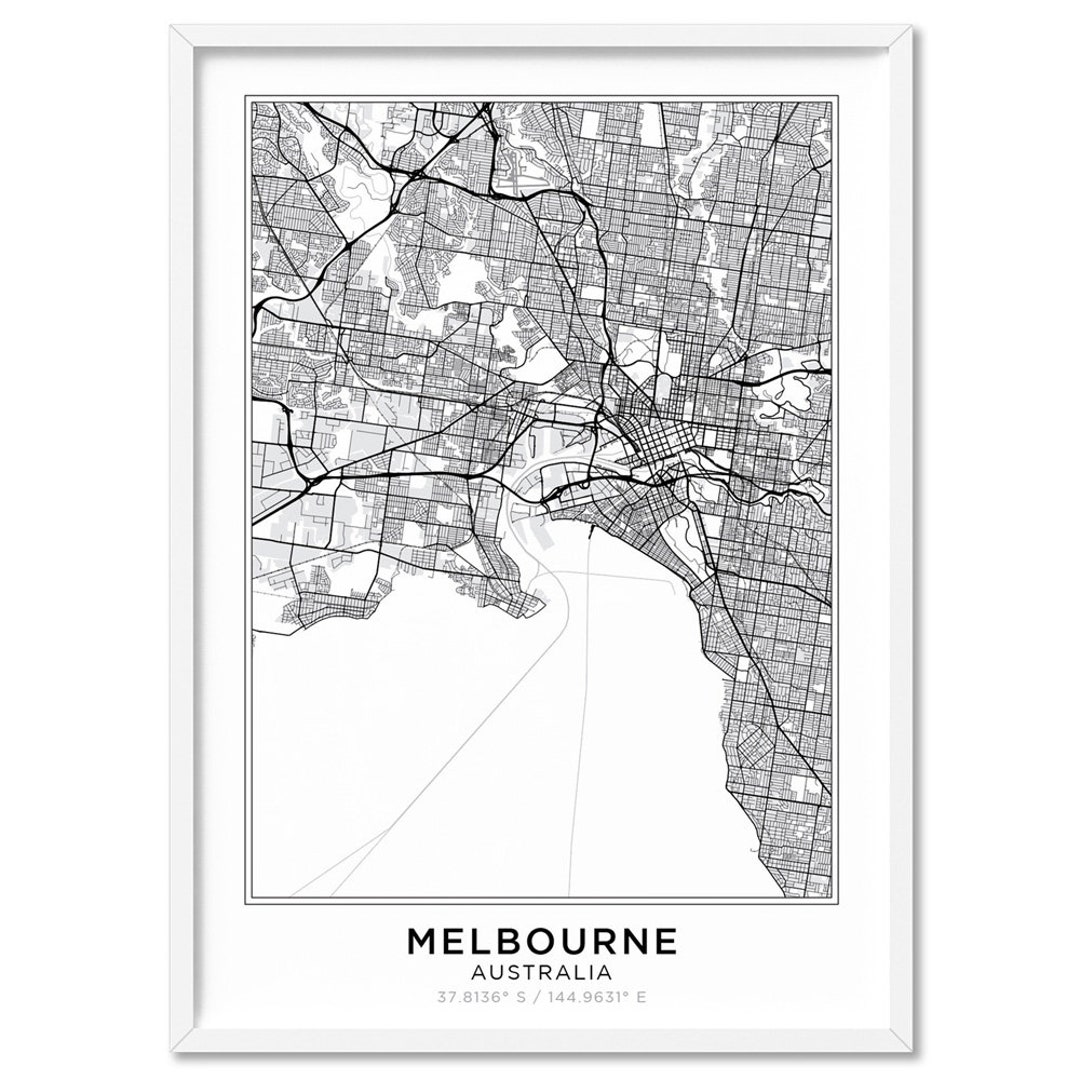City Map Melbourne Art Print. Street Map Poster. Map Wall Art ...