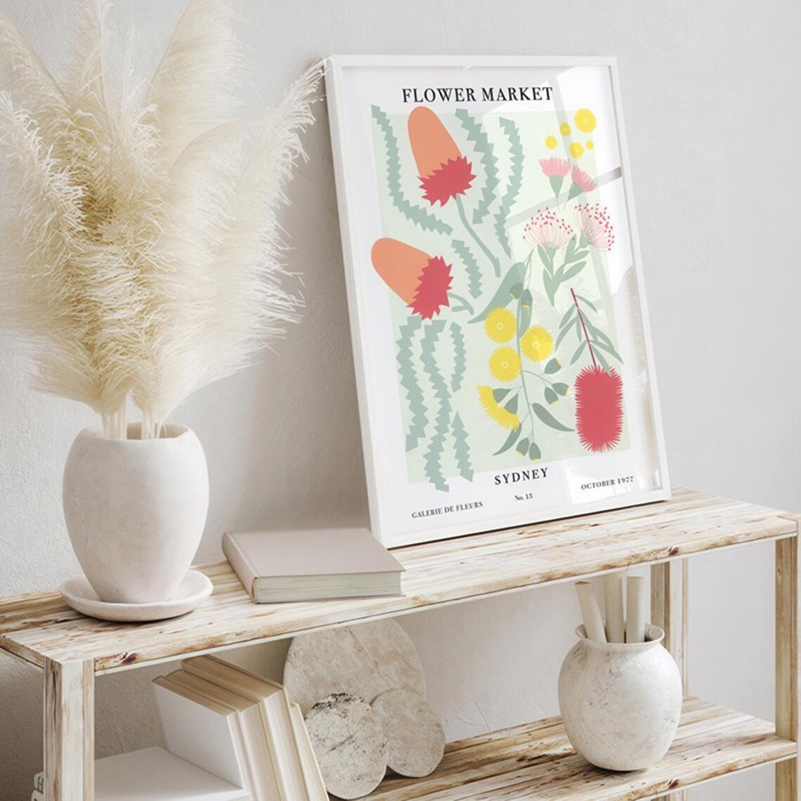 Flower Market Sydney Art Print Poster. Australian Bush Flowers in Mid ...