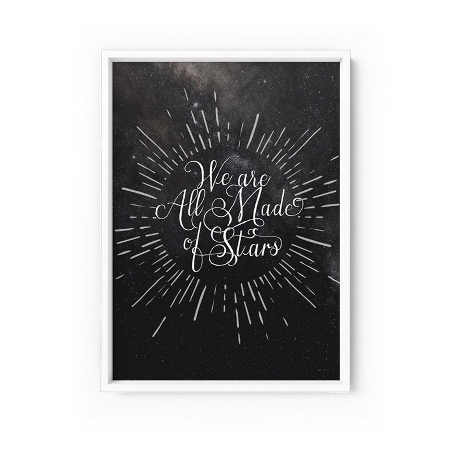 Typography Art Print Quote. We Are All Made of Stars. Black | Etsy