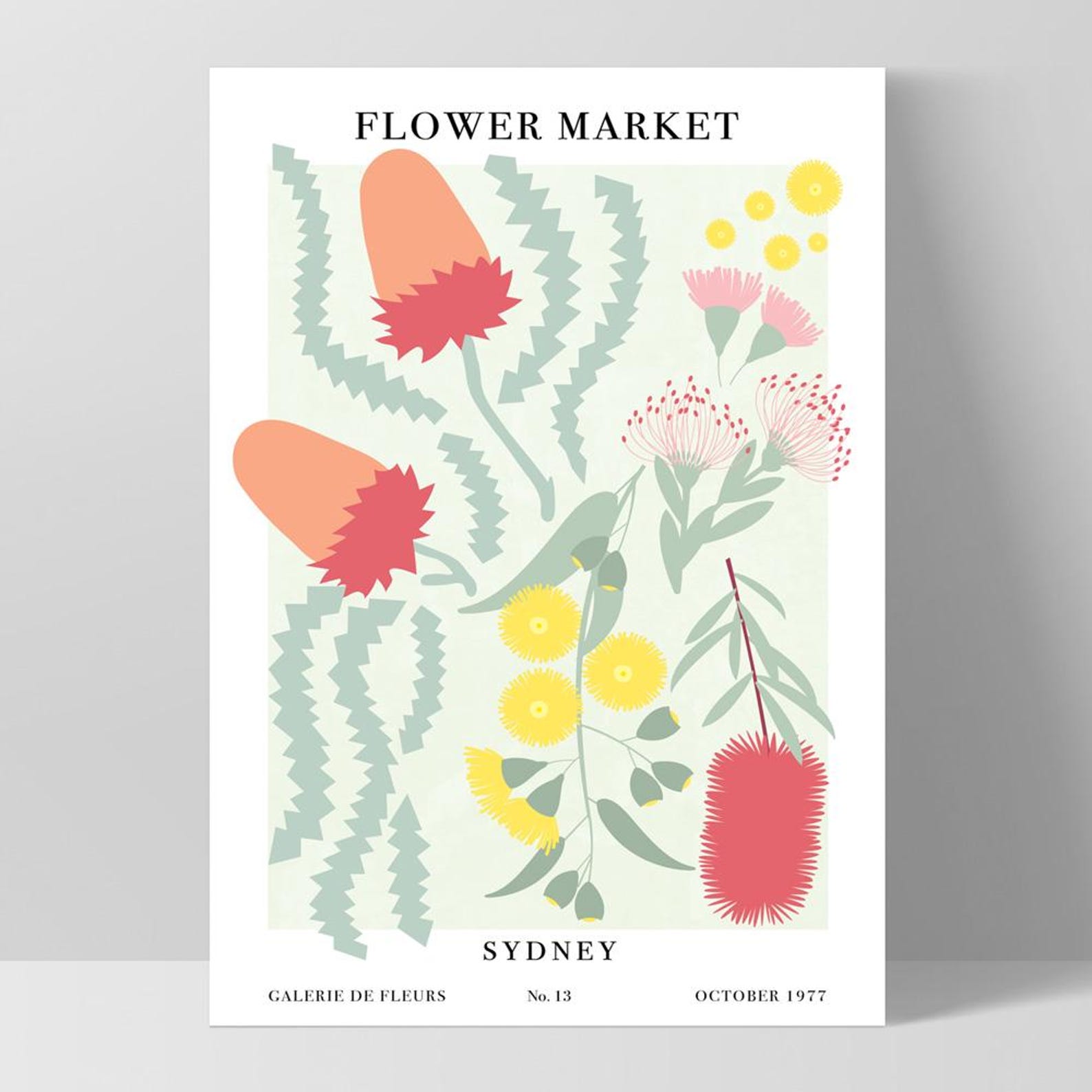 Flower Market Sydney Art Print Poster. Australian Bush Flowers in Mid ...