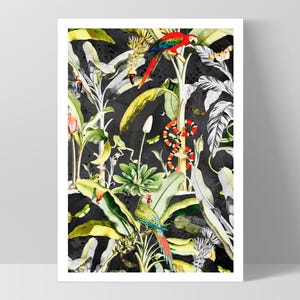 Rainforest Botanical Illustration Art Print. Tropical Pattern Wall Art ...