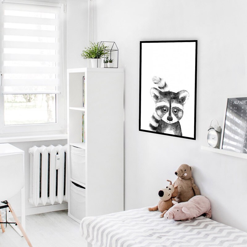 Cheeky Raccoon Peek a Boo Print. Kids Wall Art Canvas or - Etsy