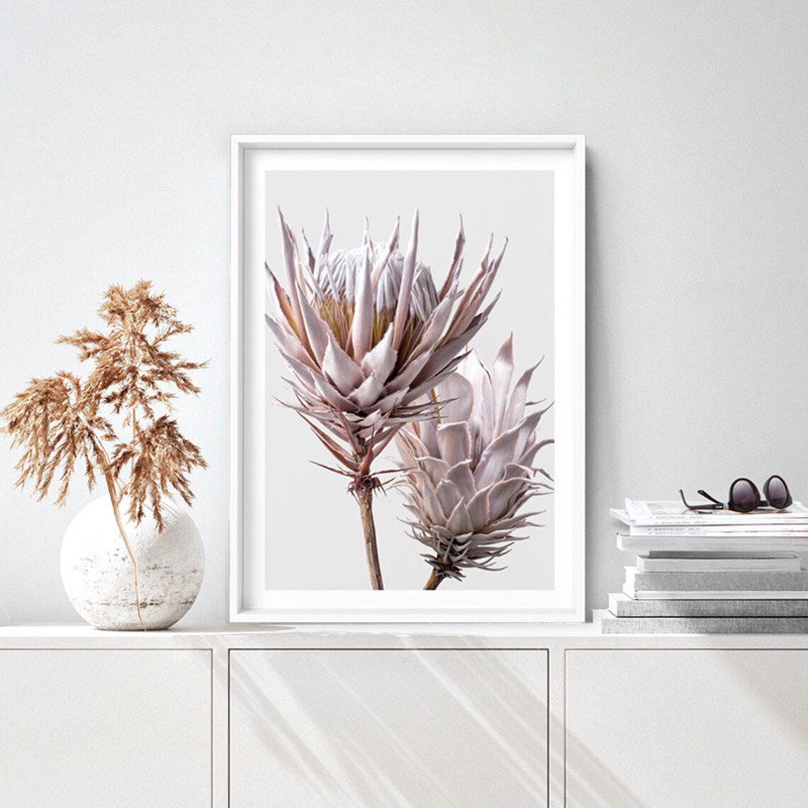 Protea Print. Flower Wall Art. King Protea Duo in Pink. Framed | Etsy