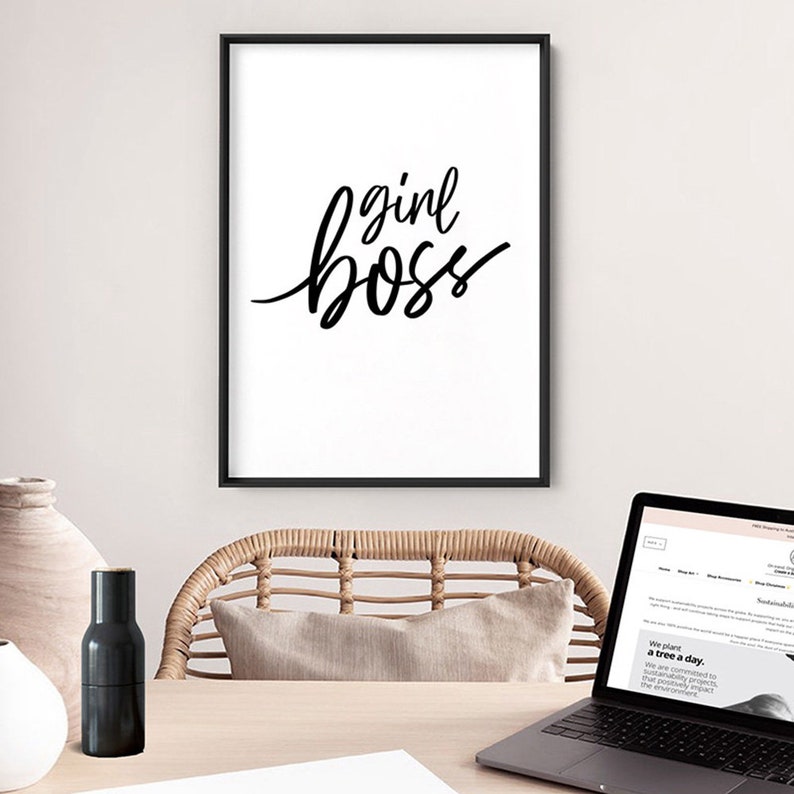 Girl Boss Word Art Print. Black & White Typography. Minimal - Etsy