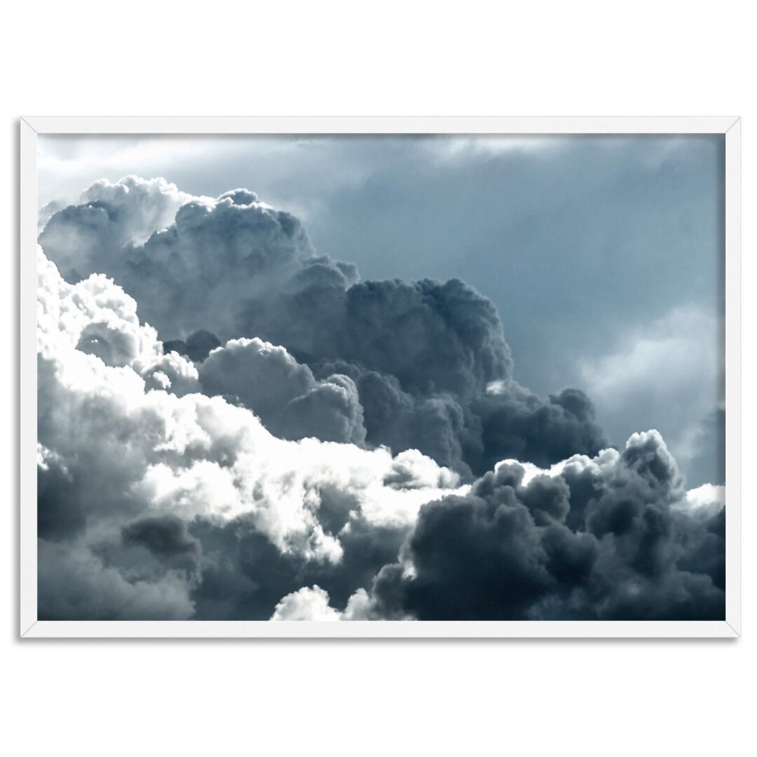 Cloud Art Print in Blue. Scandi Home Interior Decor. Ready to Hang or ...