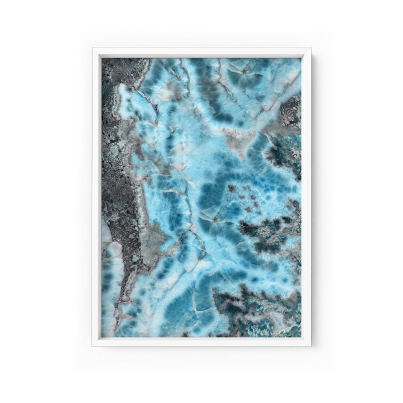 Larimar Slice Wall Art. Stone in Turquoise Watercolours. | Etsy