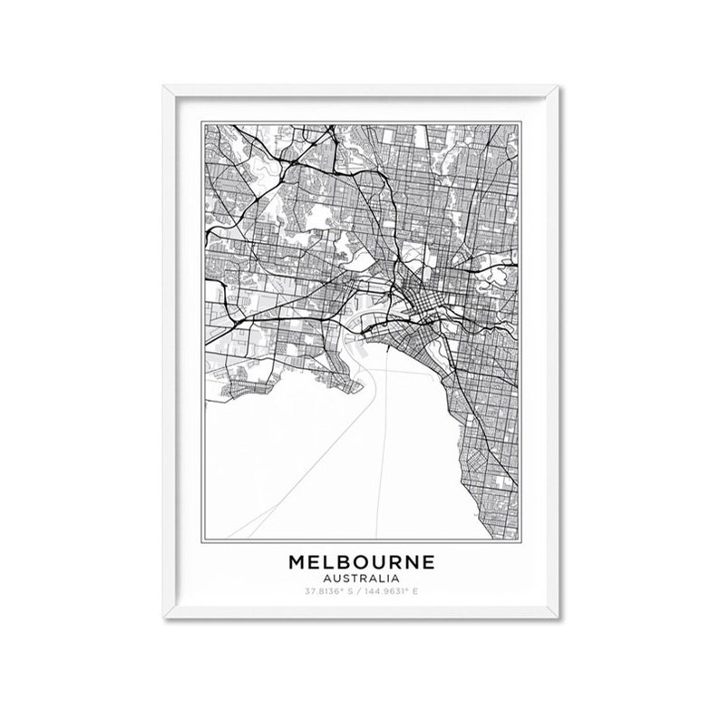 City Map Melbourne Art Print. Street Map Poster. Map Wall - Etsy