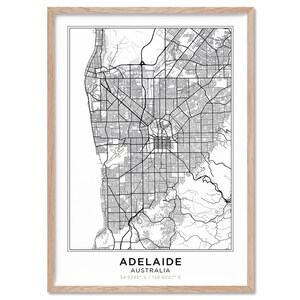 City Map | Adelaide. Poster Printed Maps. Map Wall Art. Choose Your ...