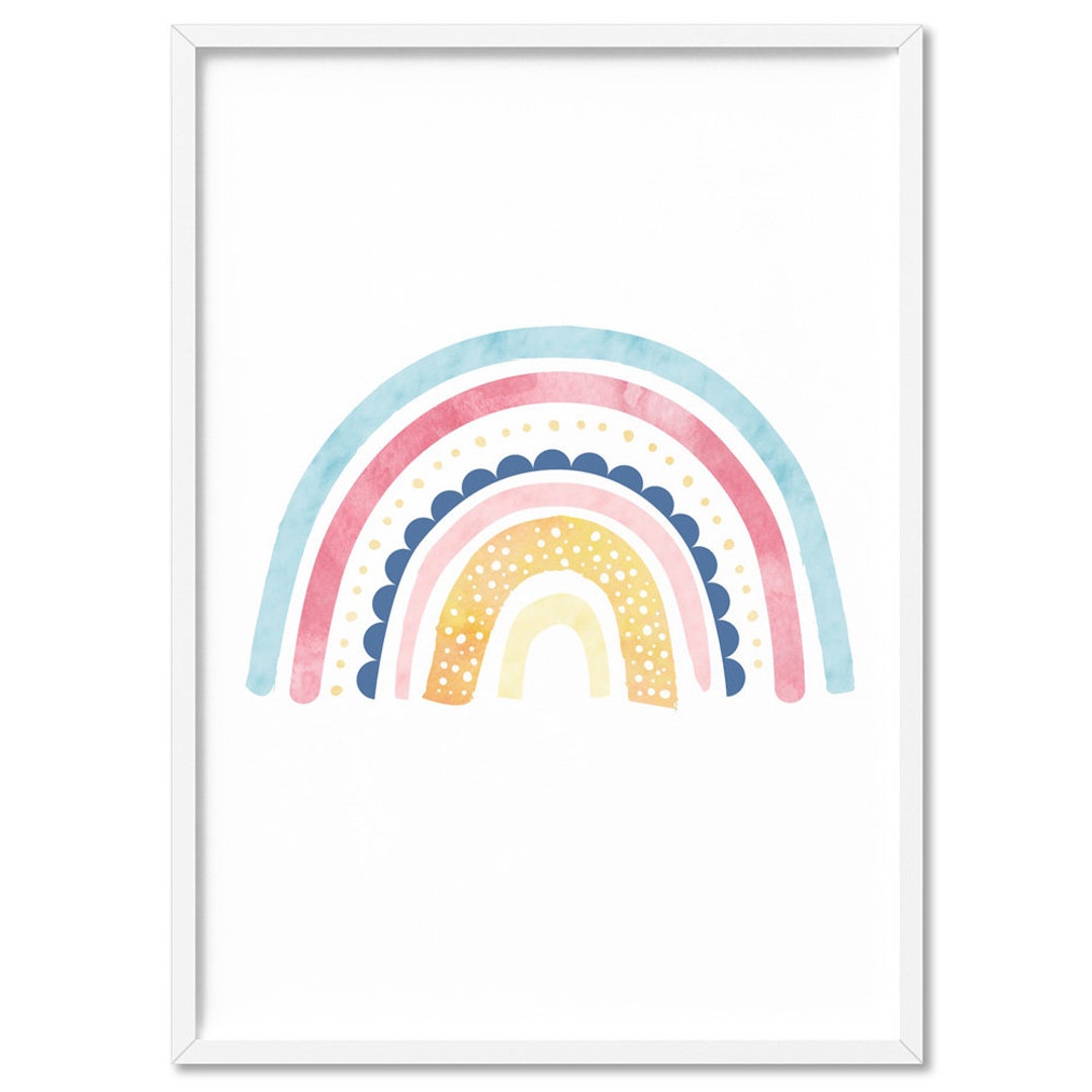 Pastel Boho Rainbow Art Print. Nursery or Kids Wall Art. Rainbow Pastel ...
