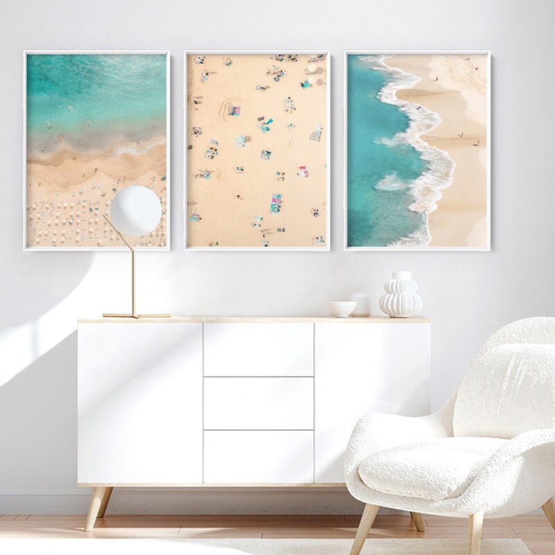 Beach Waves in Pastel Tones Print. Calm Coastal Poster Print. | Etsy