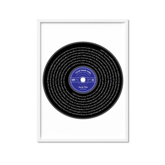Custom Song Lyrics Art Print. Black Vinyl Record Style - Etsy