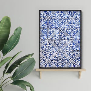Hamptons Blue Tile Mosaic Wall Art. Printed Artwork Framed or Unframed ...