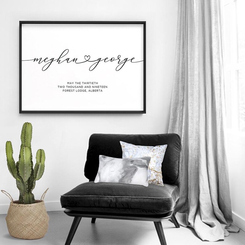 Personalised Couple Name Art Print. Perfect Customised Wedding ...