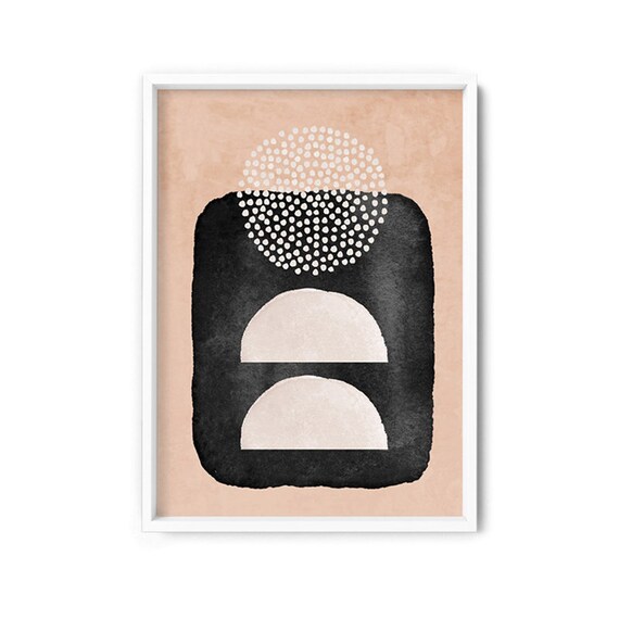 Boho Poster Abstract Watercolour Shapes III. Black & Warm | Etsy