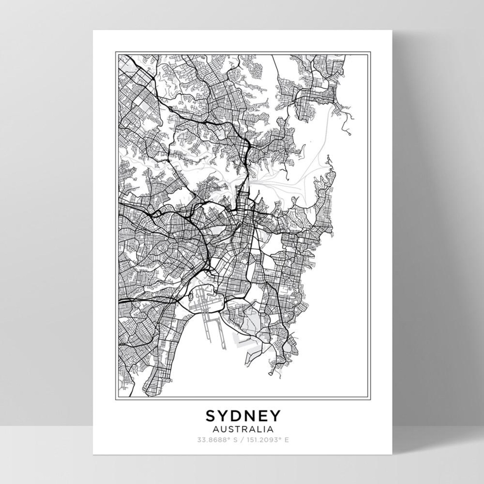 City Map | Sydney Art Print. Street Map Poster. Map Wall Art ...