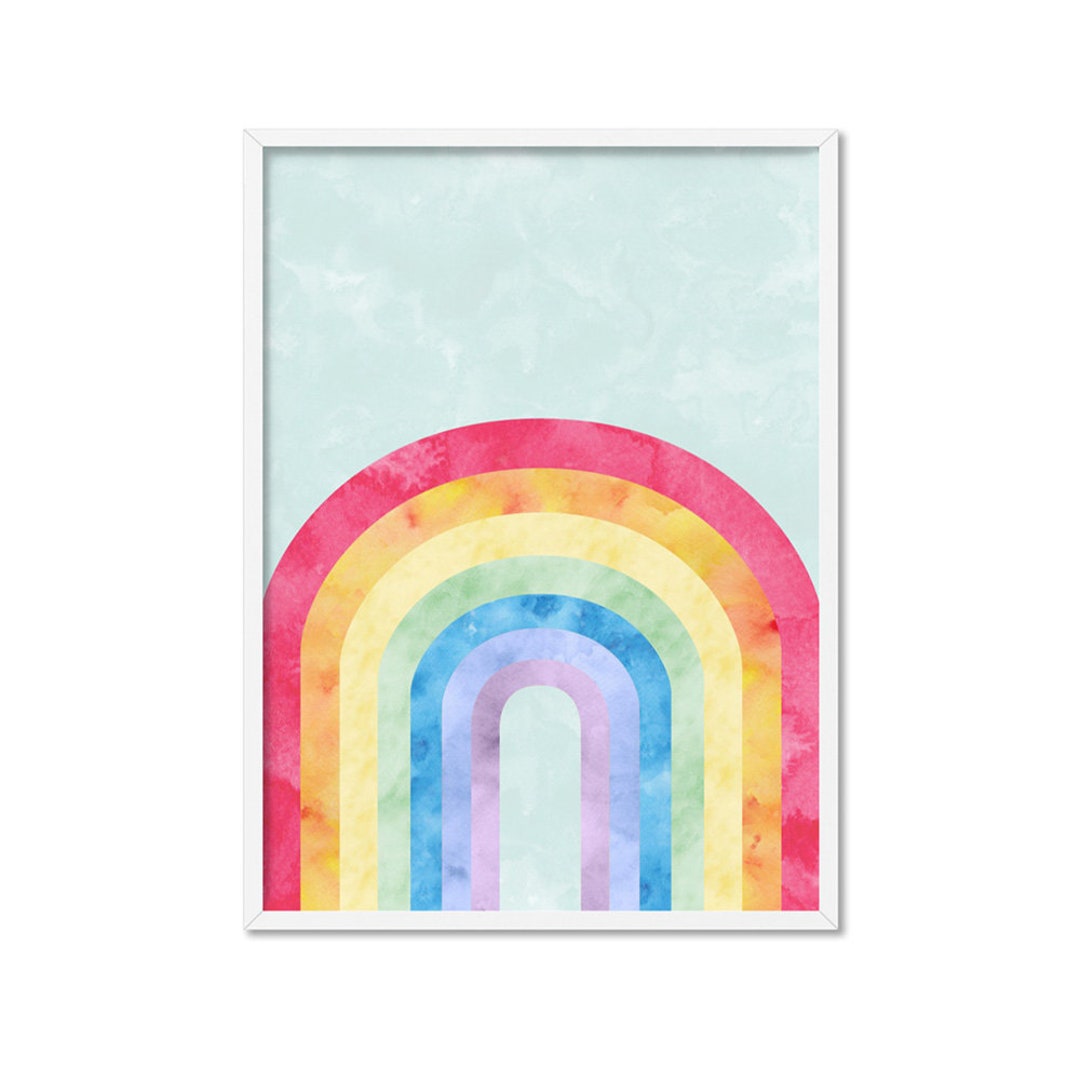 Rainbow Pastel Art Print. Watercolour Illustration Wall Art. - Etsy New ...