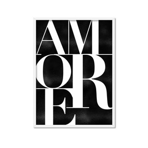 Amore Word Print Poster. Typography Wall Art Print. Simple - Etsy