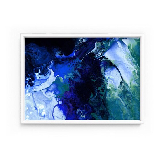 Abstract Blue Painting. Original Fluid Art. Printed on Paper | Etsy