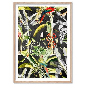 Rainforest Botanical Illustration Art Print. Tropical Pattern Wall Art ...