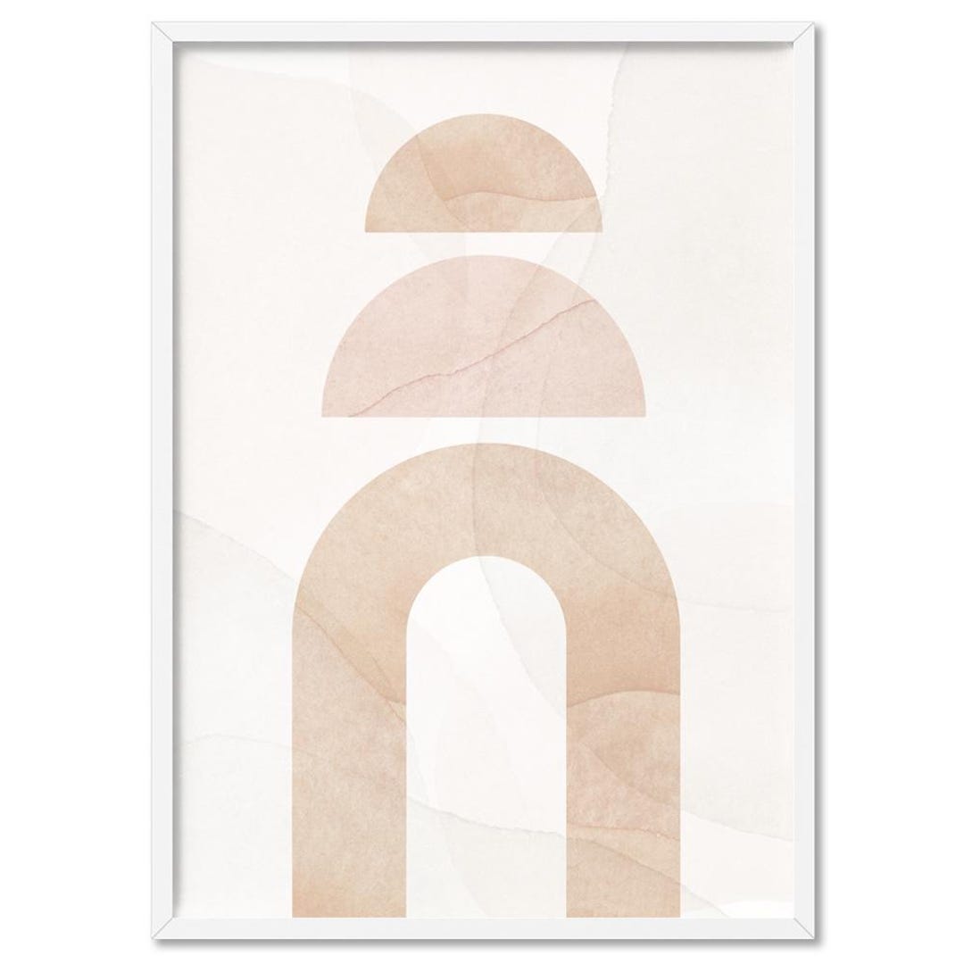 Neutral Geometric Boho Shapes Poster. Arch Bohemian Blush Art Print ...