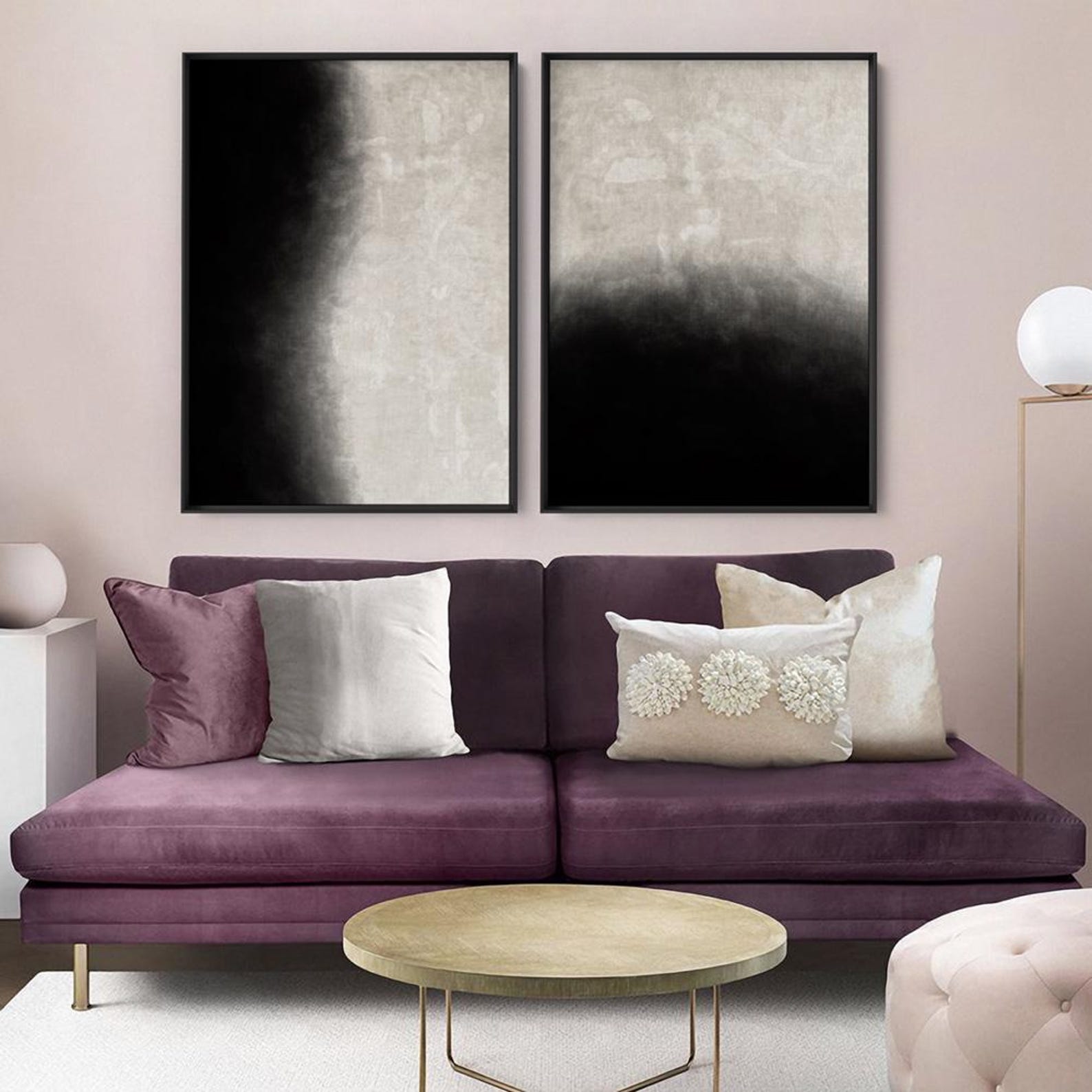 Black on Linen Abstract Art. Wall Art Printed Painting. Minimalist ...
