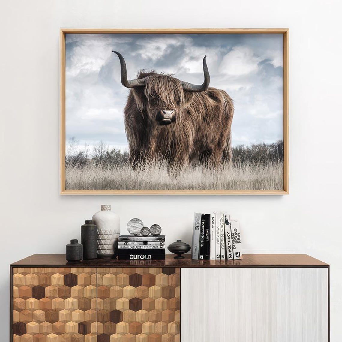 Highland Cow Poster. Scottish Highland Cattle in Field Wall Art ...