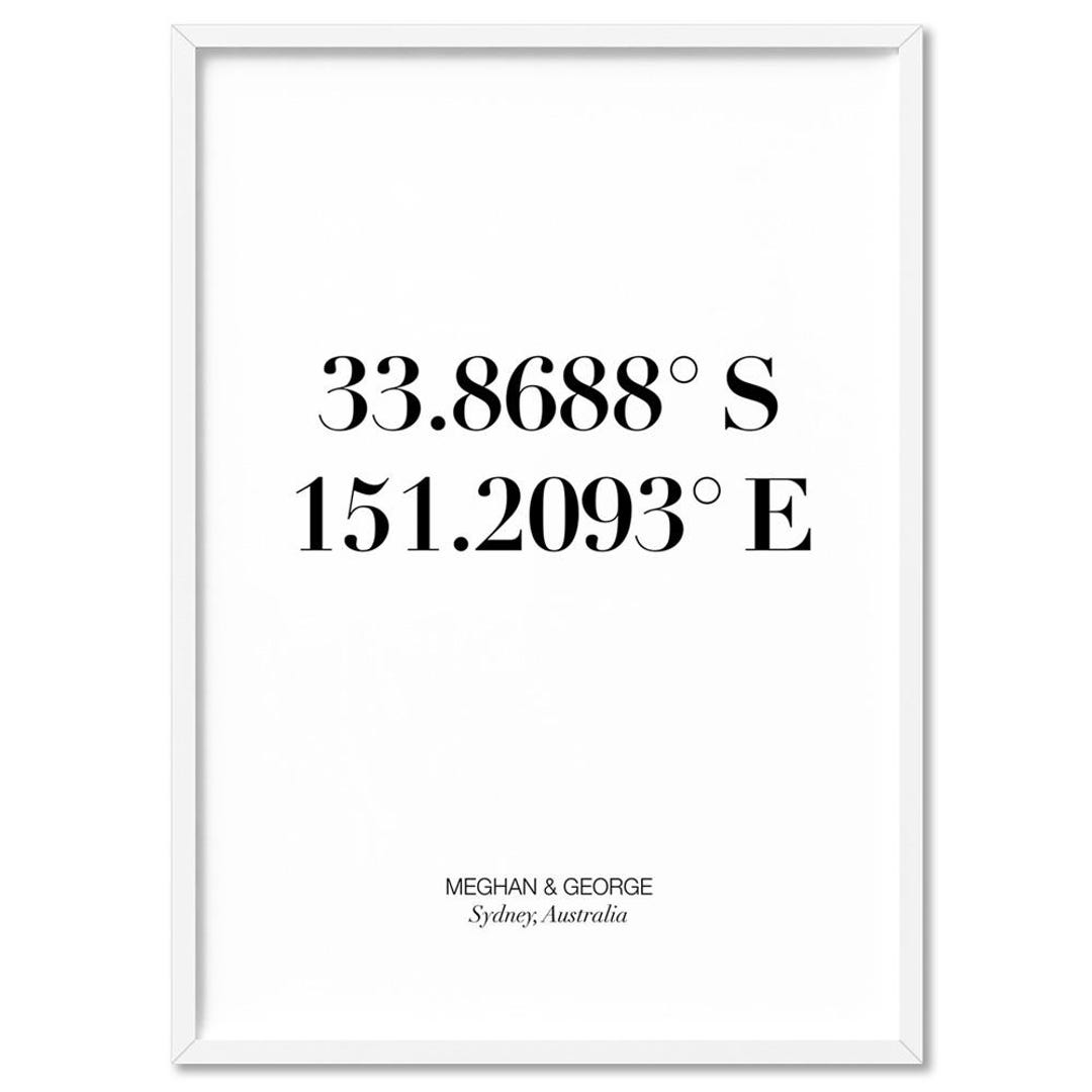 Custom GPS Coordinates Art Print. Personalised Location Poster ...