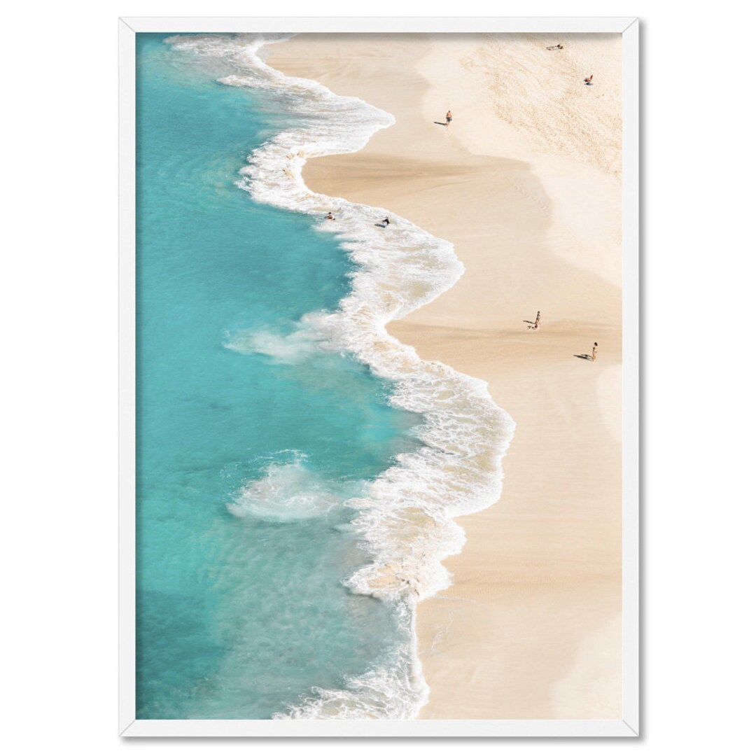 Beach Waves in Pastel Tones Print. Calm Coastal Poster Print. Turquoise ...