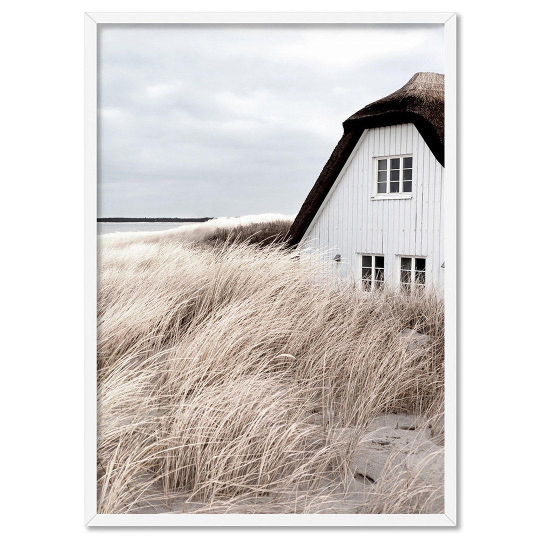 Coastal Boat House Barn Art Print. Scandi Nordic Baltic Sea Beach Hut ...