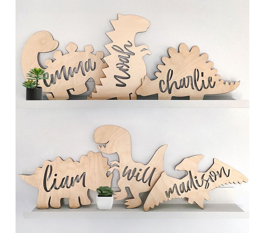 Custom Handmade Dinosaur Door Sign, Wooden Wall Hanging, Dino Room Name ...