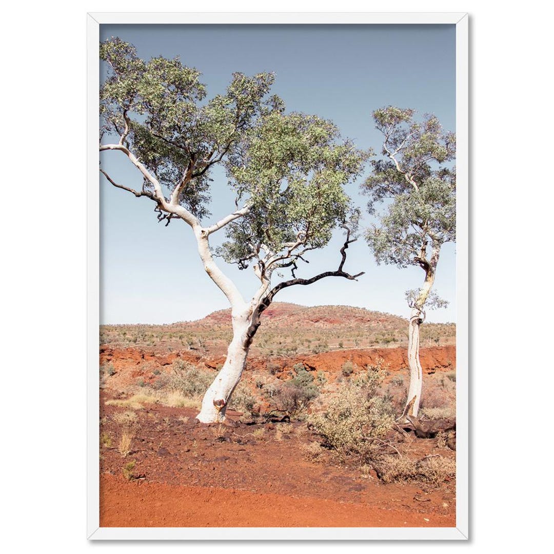 Australian Outback Landscape Art Print, Gumtree, Iron Bark & Eucalyptus ...