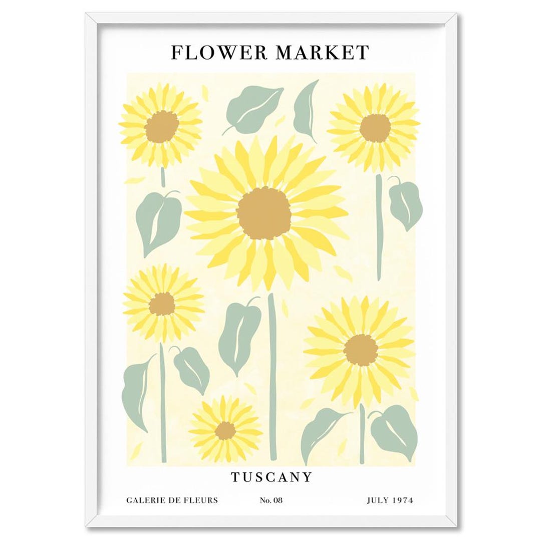 Flower Market Tuscany Poster Print. Pastel Yellow Sunflowers Floral ...