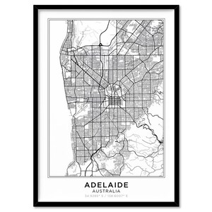 City Map | Adelaide. Poster Printed Maps. Map Wall Art. Choose Your ...