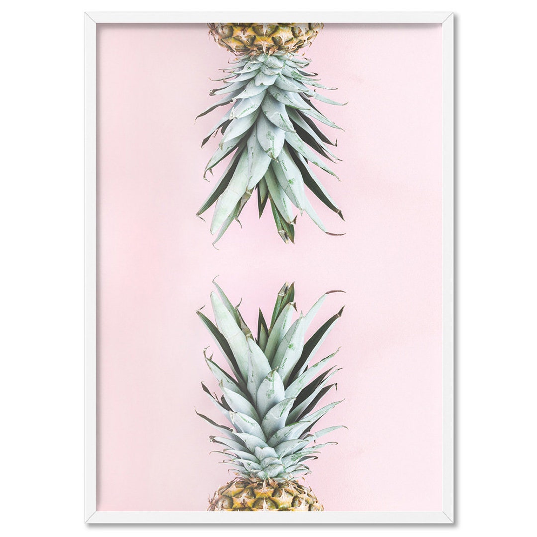Pineapples on Pastel Pink Art Print. Soft Tones Pineapple Poster ...