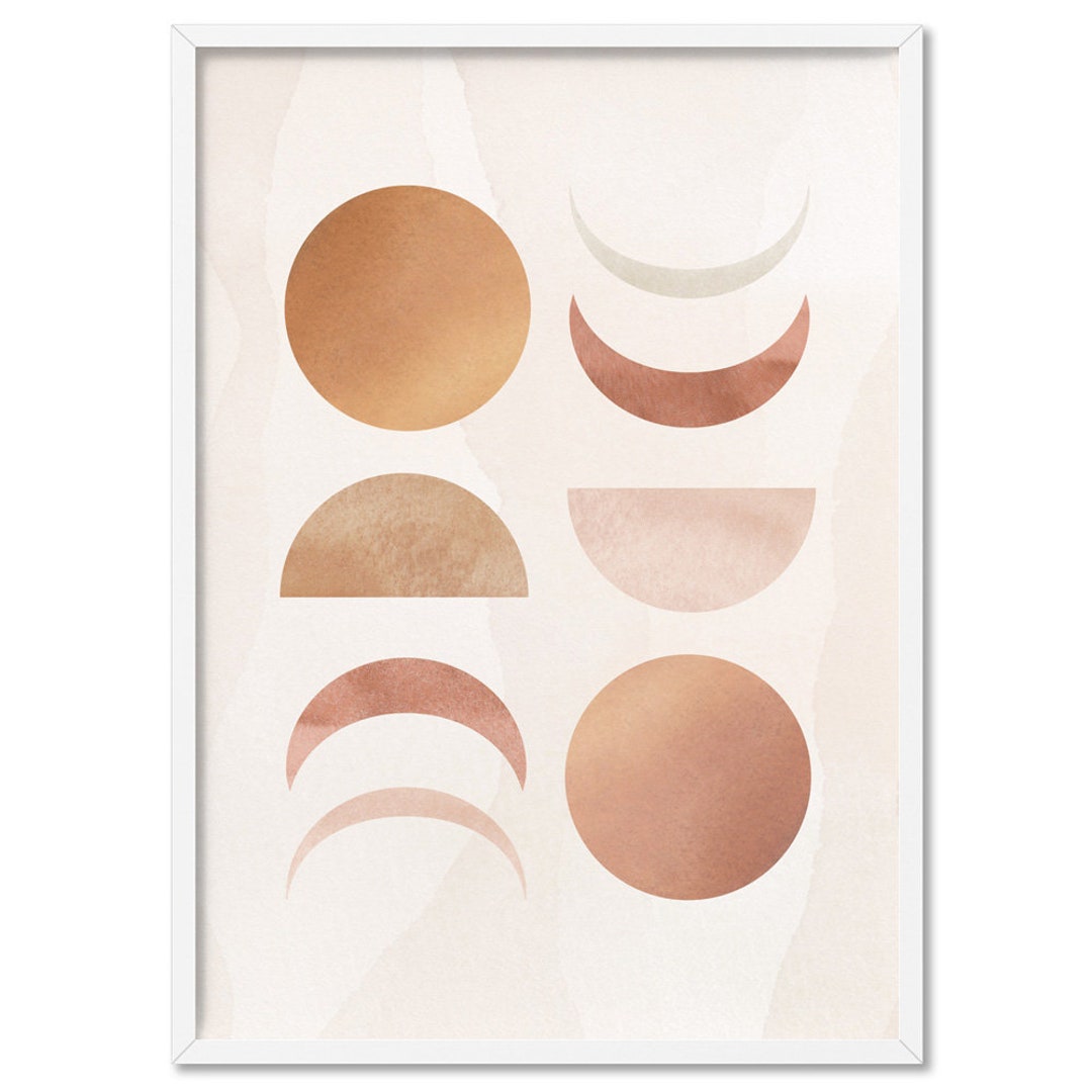 Boho Moon Sun Phases Wall Art Print. Terracotta & Blush on Beige ...