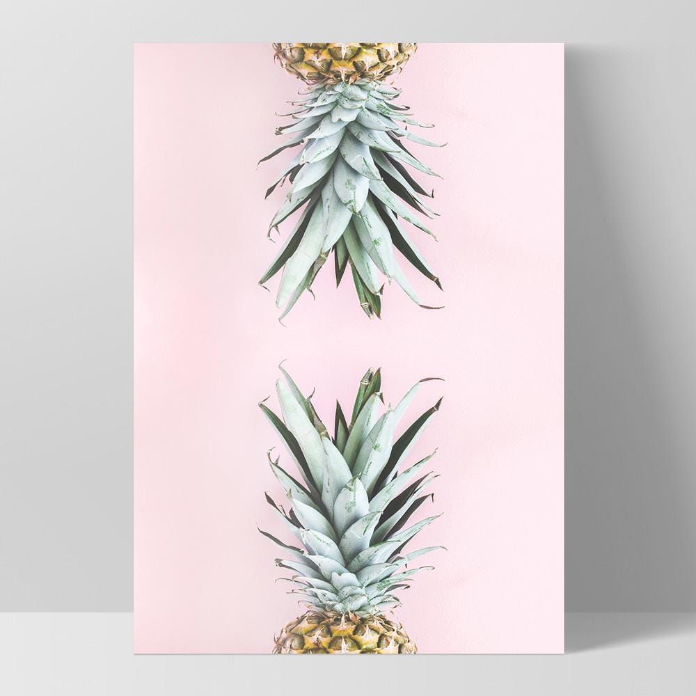 Pineapples on Pastel Pink Art Print. Soft Tones Pineapple Poster ...