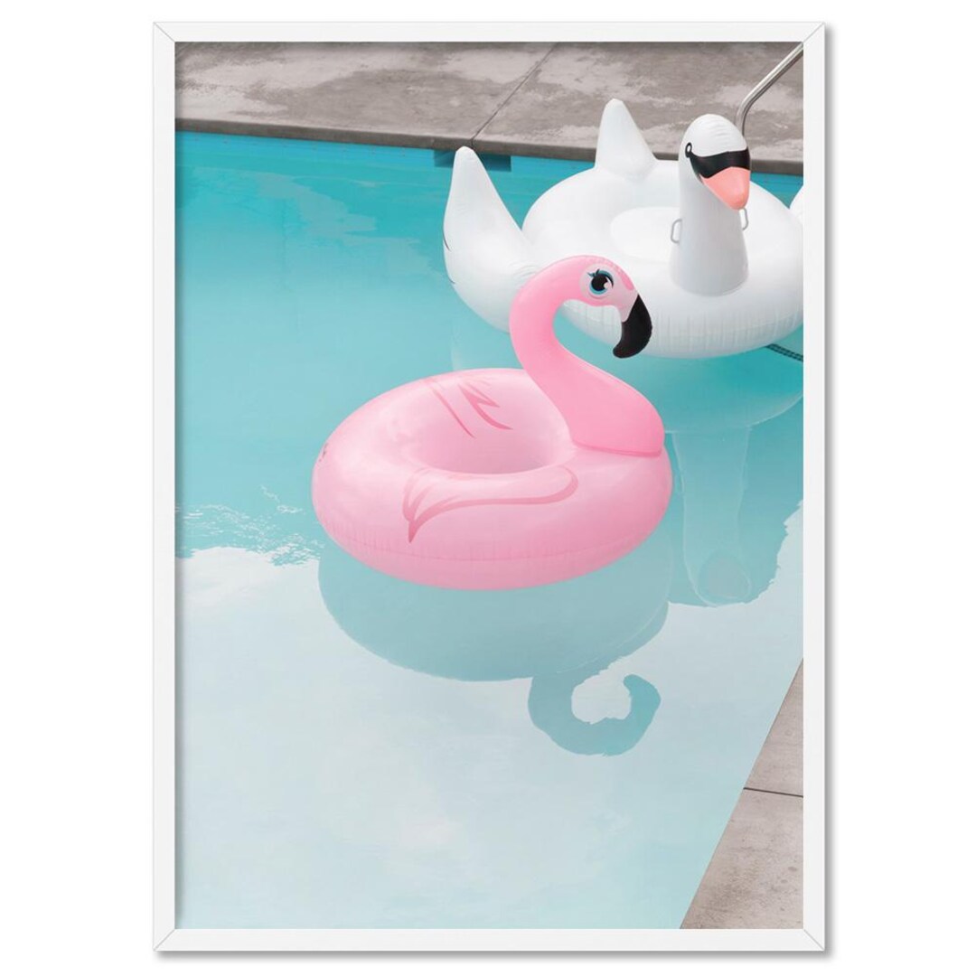 Palm Springs Print. Pink Flamingo Pool Float Wall Art. Barbiecore Pink ...