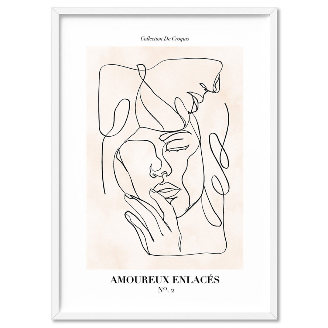 Abstract Line Art Figures II Art Print. Designer Chic Wall Art. Lovers ...